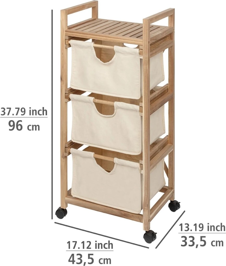 ACINA koupelnová skříňka se třemi materiálovými kontejnery, akáciové dřevo, Wenko