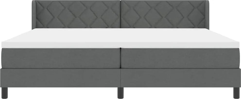 Postel s boxspringem s čelo Tmavě šedá 200 x 200 cm textil 3341189