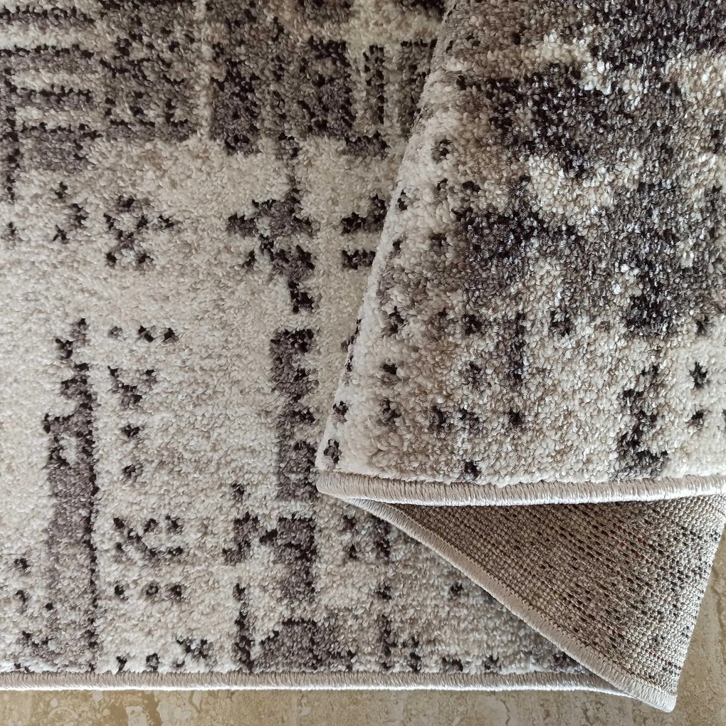 DY Šedý moderní koberec s abstraktním vzorem Panamero 18 Rozměr: 60x100 cm
