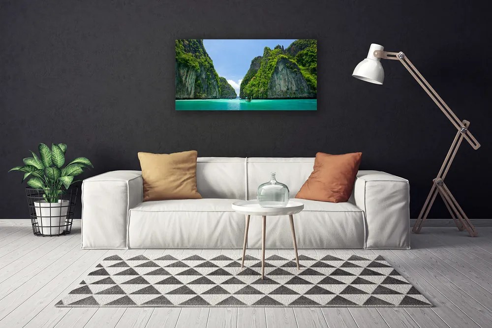 Obraz na plátně Hora Voda Záliv Krajina 140x70 cm