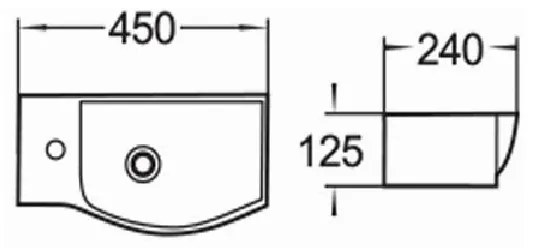 Mexen HUGO UMYVADLO, 45x24 CM, BÍLÁ, 21254500 R