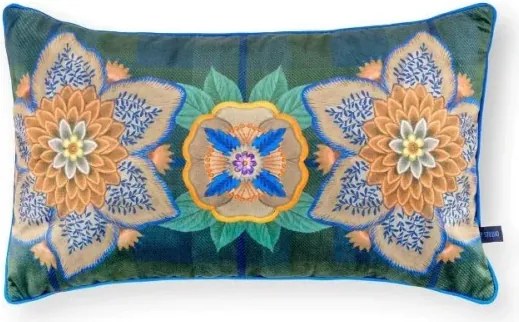 Pip Studio dekorační polštář Flores Felices 30x50 cm, modrý (Dekorační polštář s výplní)