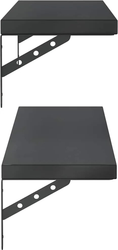 Nástěnné police 2 ks 100 x 23,5 cm černé nerezová ocel 3214513