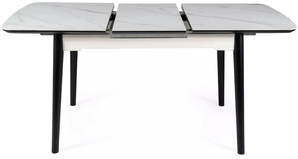 Rozkládací jídelní stůl Apollo 120/160 cm bílý mramor/černý