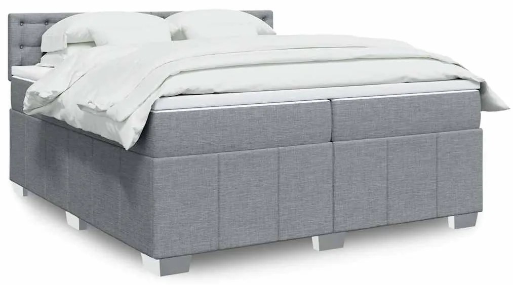 Box spring postel s matrací světle šedá 200 x 200 cm textil 3287189