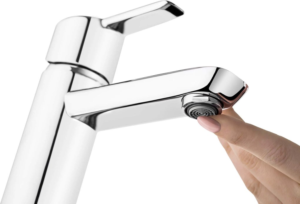 Deante Arnika, umyvadlová baterie s ECO perlátorem 4,5 l/min + kovová zátka Click-Clack, chromová, BQAE021M