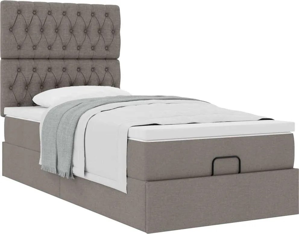 Osmanský rám postele s matrací taupe 80x200cm textil 3313199