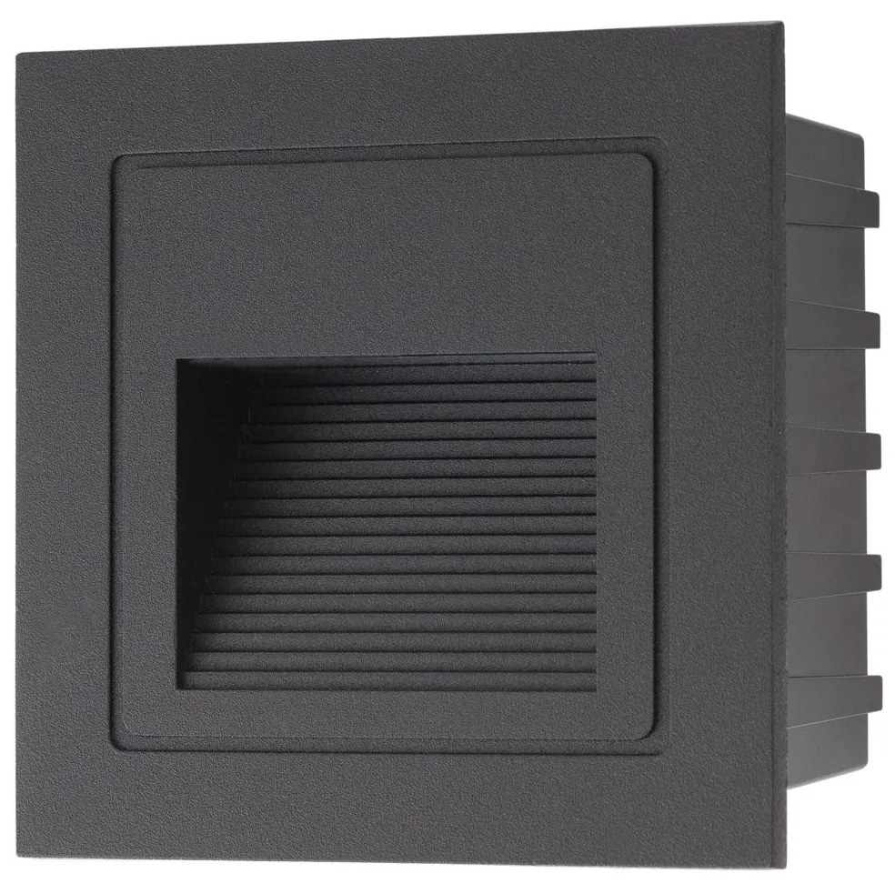 Arelux GS02NWIP65 BK Xghost, černé venkovní zápustné svítidlo do stěny, 2W LED 4000K, 8,5x8,5cm, IP65