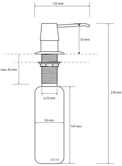 Bemeta Integrovaný dávkovač tekutého mýdla a saponátu, 300ml, lesk 152109122