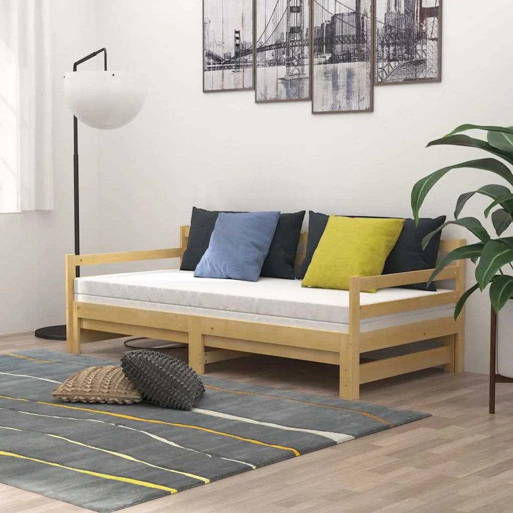 Výsuvná válenda 2× (90 x 200 cm) masivní borové dřevo 3083659