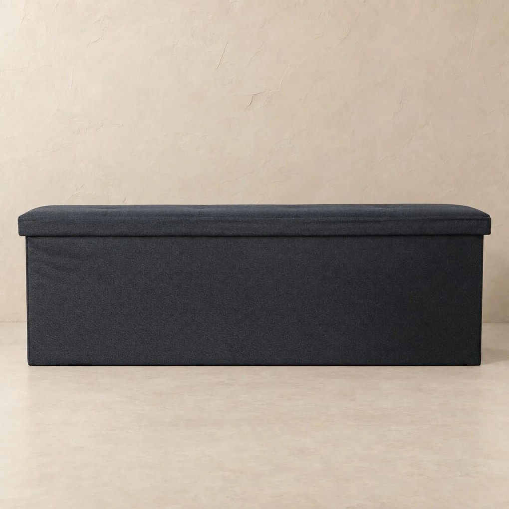 Puf s úložným prostorem obdélníkový, skládací, 110 × 38 × 38 cm, černý