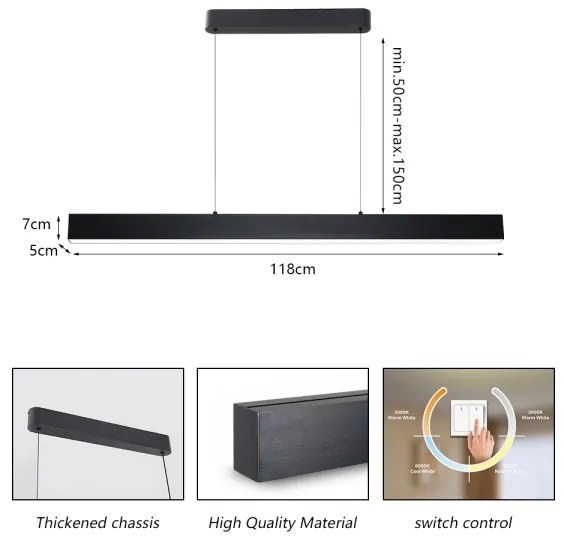 Brilagi - LED Lustr na lanku SLEEKLINE LED/40W/230V 3000/4500/6000K černá