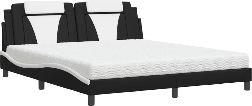 Postel Viana s matrací černá a bílá 180 x 200 cm umělá kůže 3208815