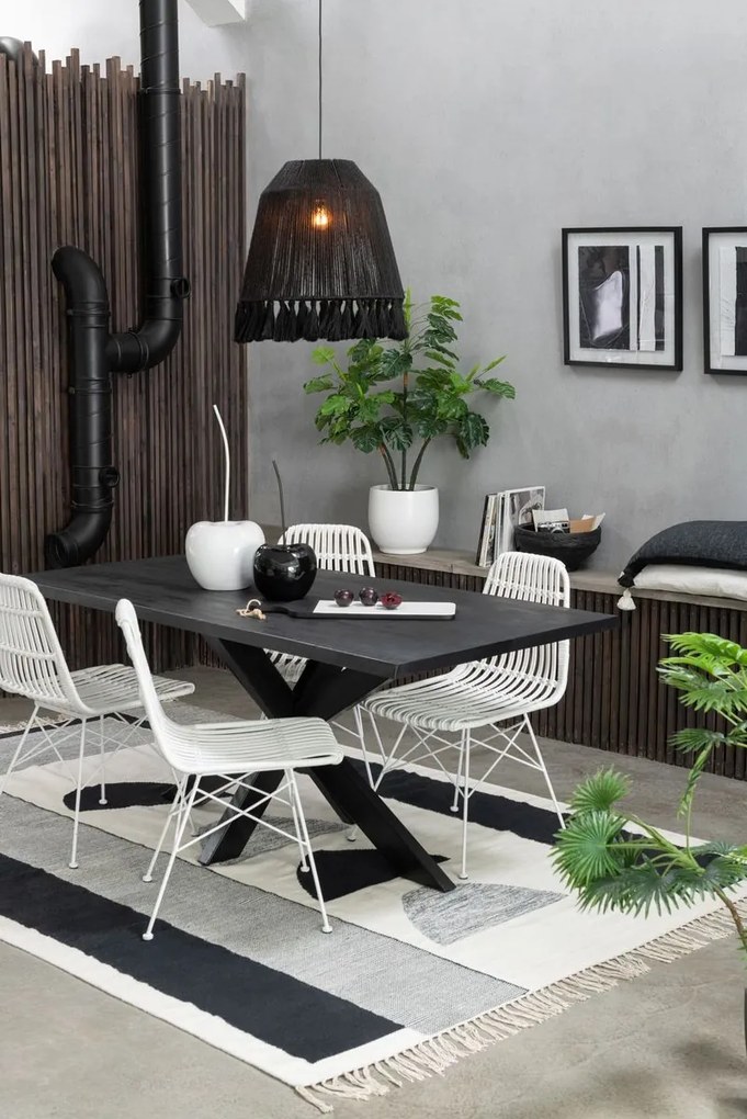 Černý obdélníkový jídelní stůl s deskou z mangového dřeva Gerard Mango - 180*90*76 cm