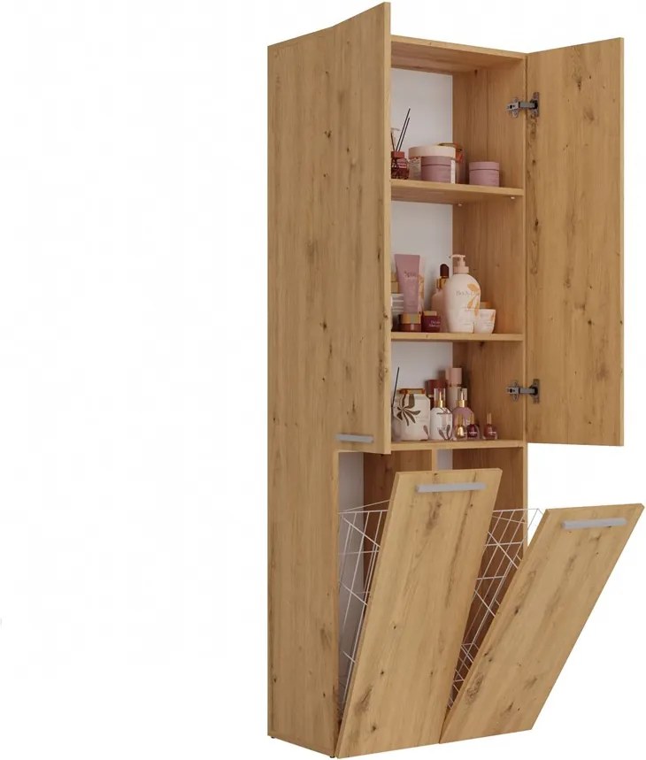 Koupelnový sloupek se 2 koši na prádlo NEL 2K DD dub artisan