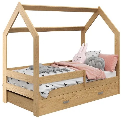 Dětská postel DOMEČEK D3 borovice 80 x 160 cm Matrace: Bez matrace, Rošt: S lamelovým roštem, Úložný box: Bez úložného boxu