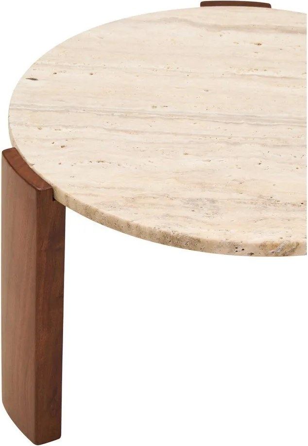 Hnědý/ve světle přírodní barvě kulatý konferenční stolek s mramorovou deskou ø 60 cm Palermo – Premier Housewares