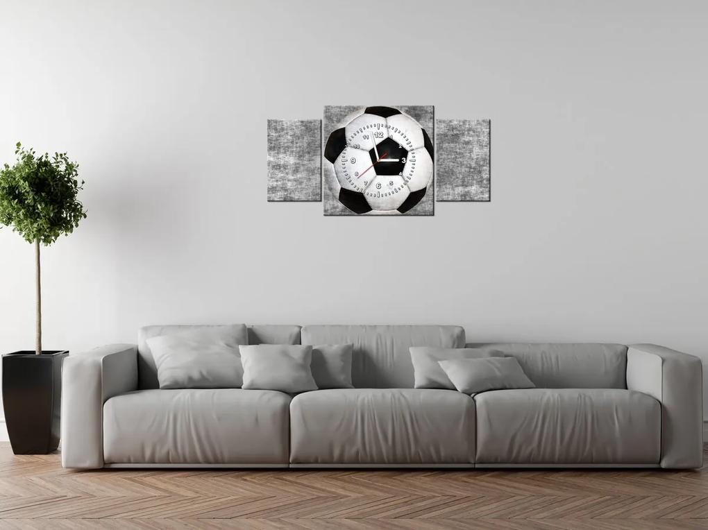 Gario Obraz s hodinami Fotbalový míč - 3 dílný Rozměry: 80 x 40 cm