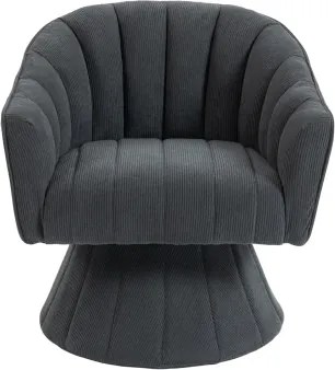 Aosom 360° otočná židle s ergonomickým, obepínajícím opěradlem a područky, 70 x 66 x 72 cm, tmavě šedá