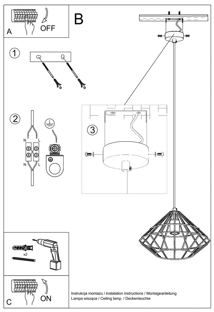 Sollux Lighting Závěsná lampa - Umberto - bílá