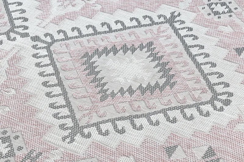 Dywany Łuszczów, Kusový koberec Sion Sisal Aztec 3007 pink/ecru – na ven i na doma, 160x220, růžová, chodba / předsíň