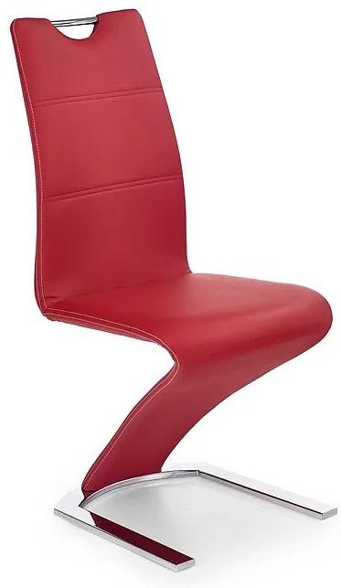 Čalouněná jídelní židle Mikaila 5 - červená, chromovaná ocel + ekokůže, červená