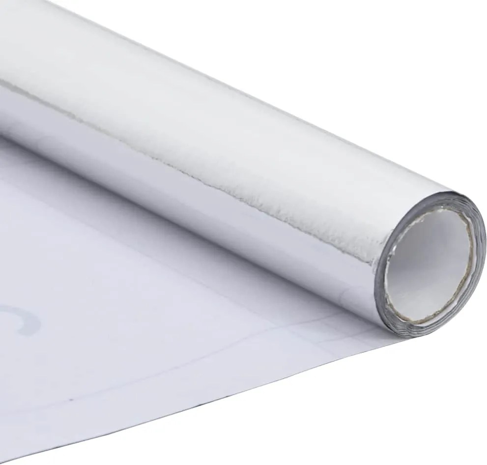 Samolepící tapeta na nábytek stříbrná vysoký lesk 500x90 cm PVC 326148