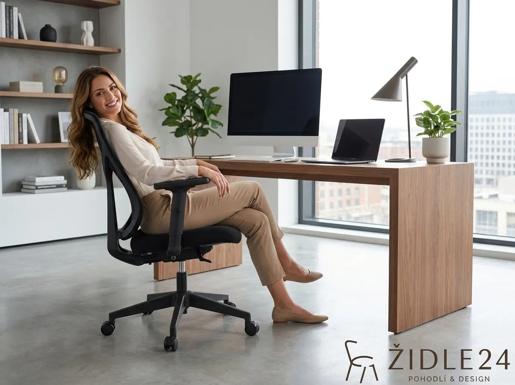 Ergonomická kancelářská židle NOMI - černá síťovina