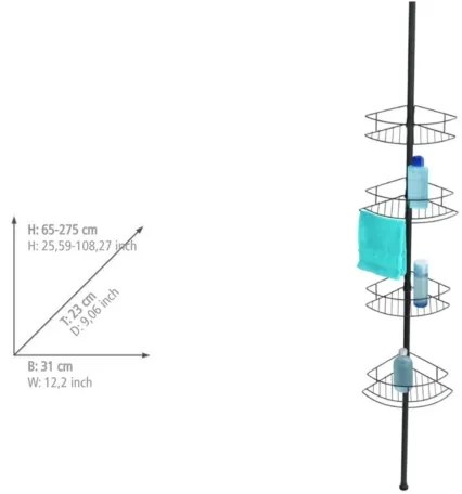 WENKO 24568100-Rohová police DOLCEDO 31x230 cm nerez/černá