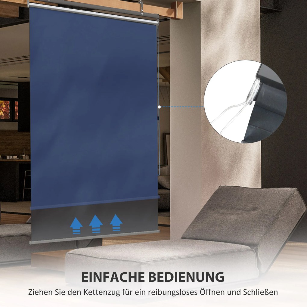 Vertikální markýza Outsunny, 124 x 222 cm, balkónová zástěna s ochranou proti slunci, balkónová roleta s háčky, zástěna pro altán, polyester | Aosom