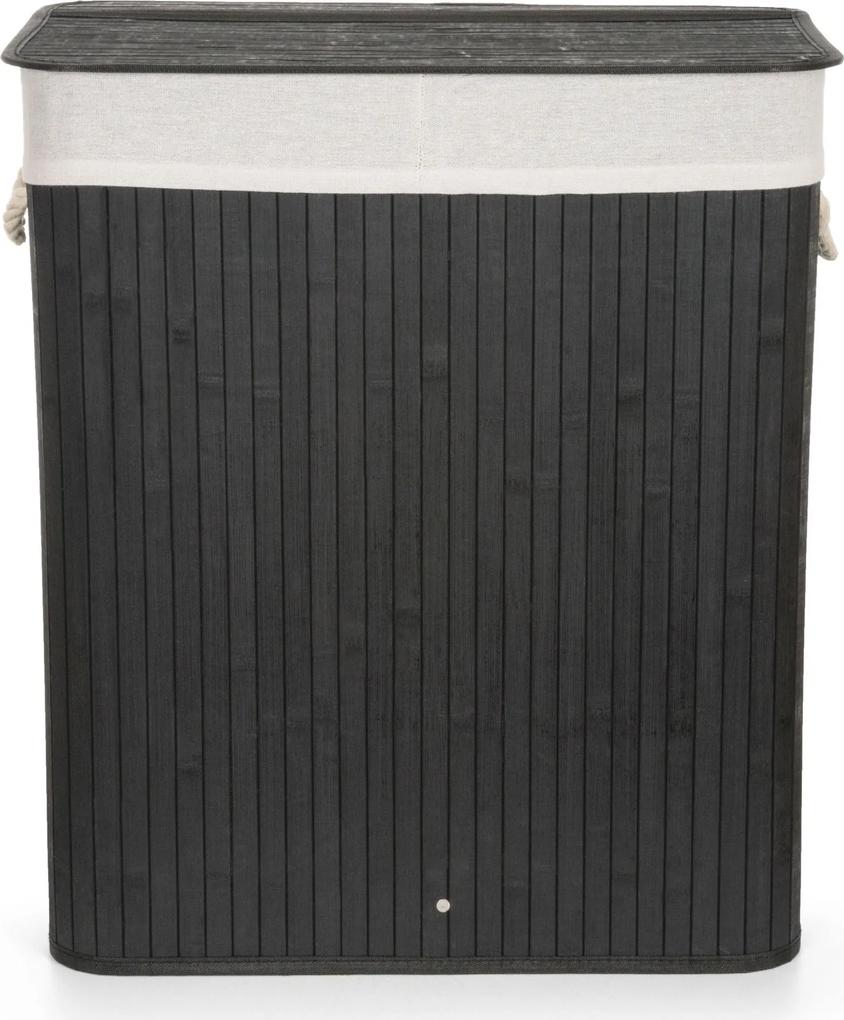 Koš na prádlo G21 105 l s rozdělovačem, bambusový černý s bílým košem [63555162]