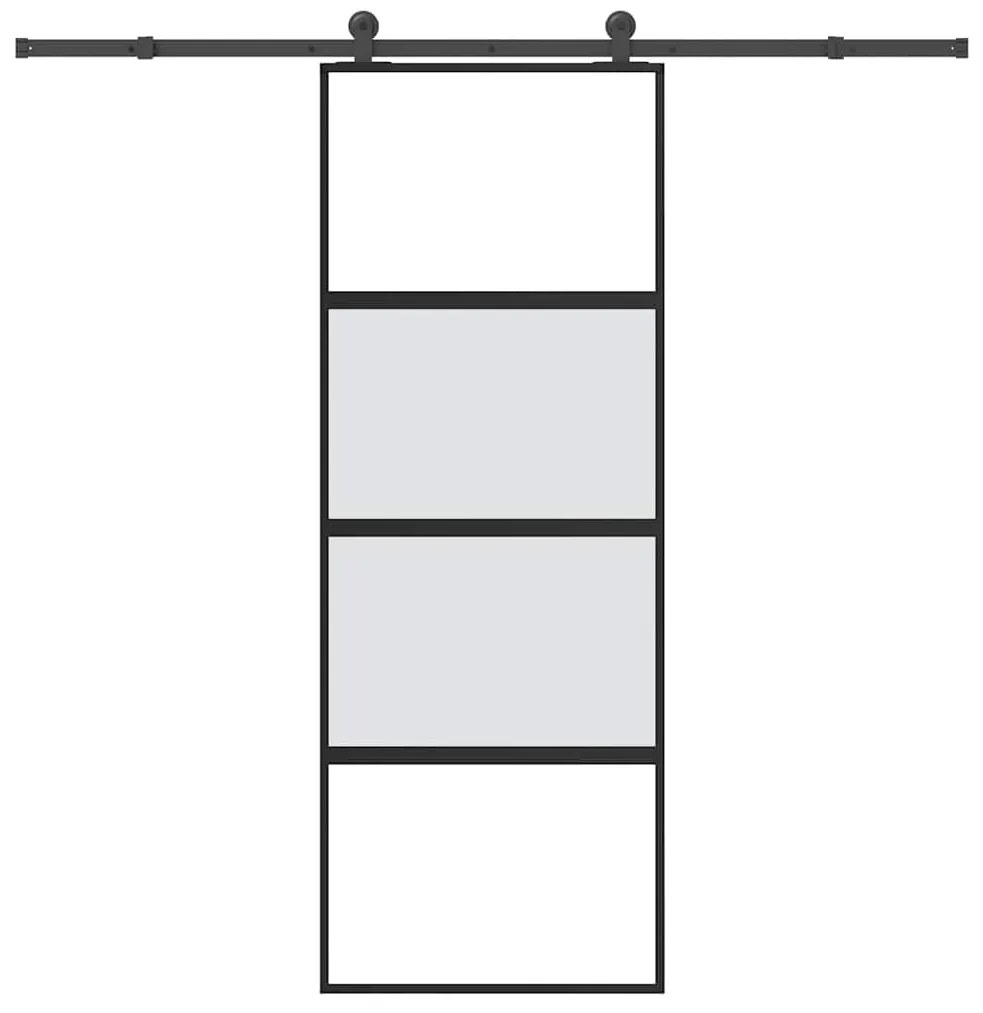Posuvné dveře s kováním 76x205 cm tvrzeného sklo a hliník