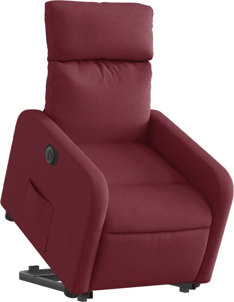 Elektrické zvedací polohovací křeslo vínové textil 3206720