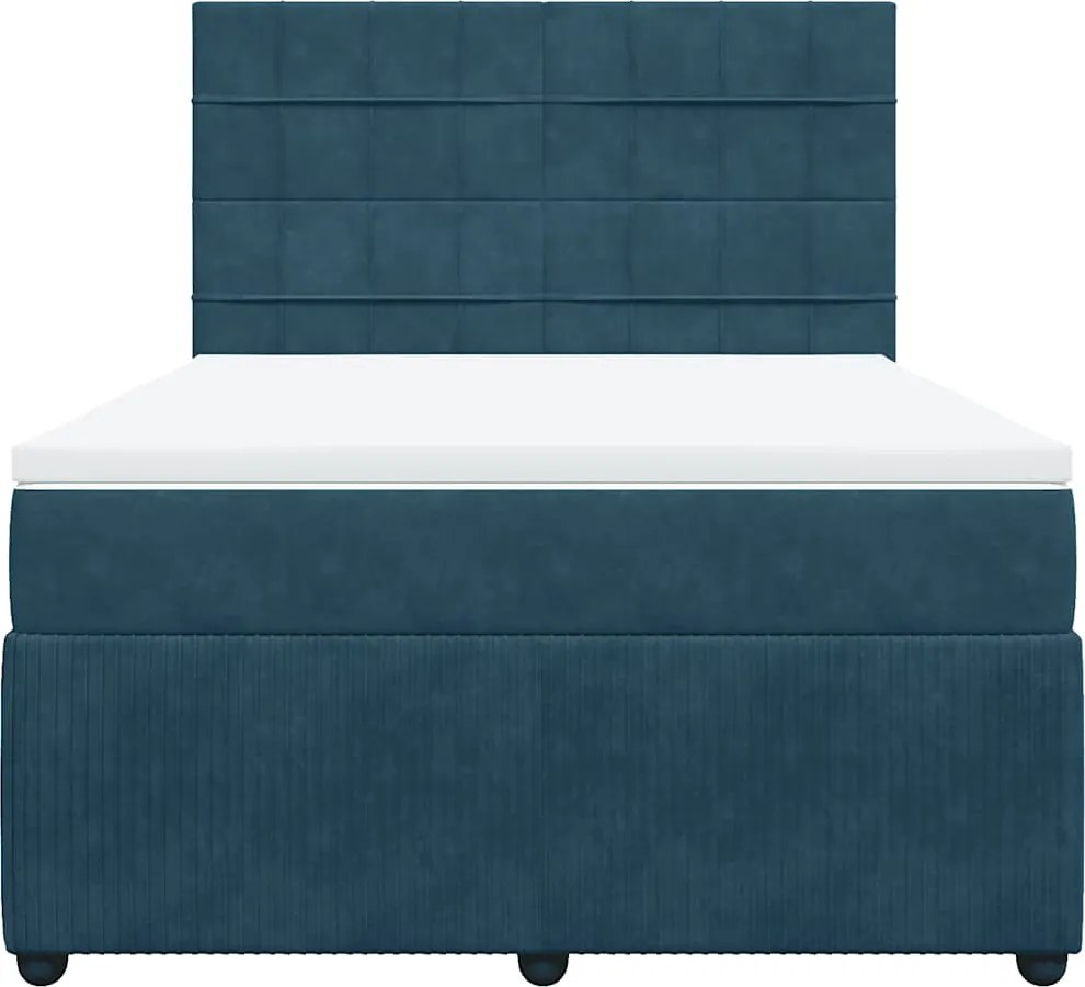 Box spring postel s matrací modrá 140 x 190 cm samet 3294638