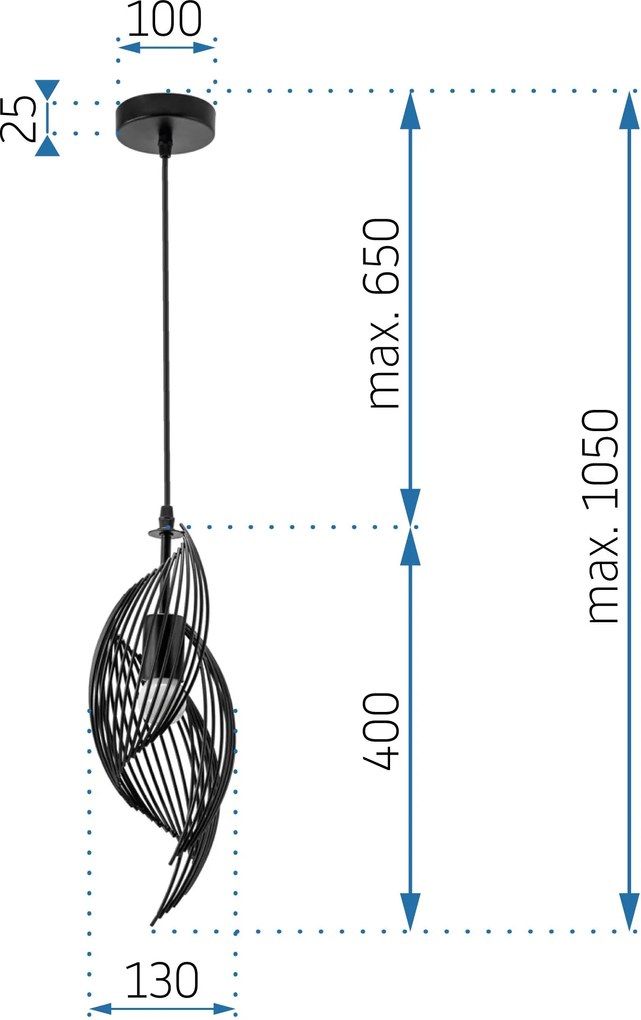 Toolight - Stropní svítidlo 1xE27 60W APP977-1CP, černá, OSW-06989