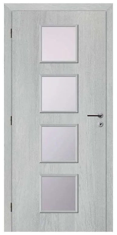 Solodoor Interiérové dveře Etta 4, 70 L, 750 × 1985 mm, fólie, levé, Earl Grey, prosklené