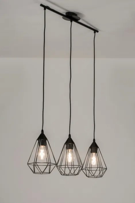 Závěsné industriální svítidlo nad jídelní stůl Signature Crystal Nero Trio