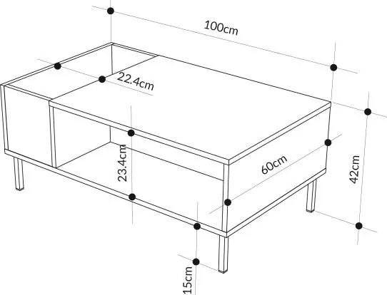 Konferenční stolek Houseland Vena šedo-zelený