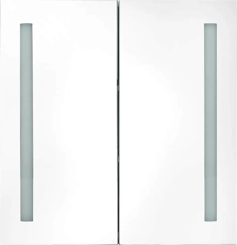 LED koupelnová skříňka se zrcadlem bílá a dub 62 x 14 x 60 cm 326523