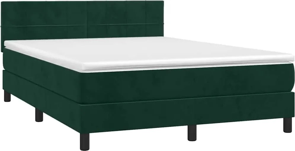 Box spring postel s matrací tmavě zelená 140x200 cm samet 3141308