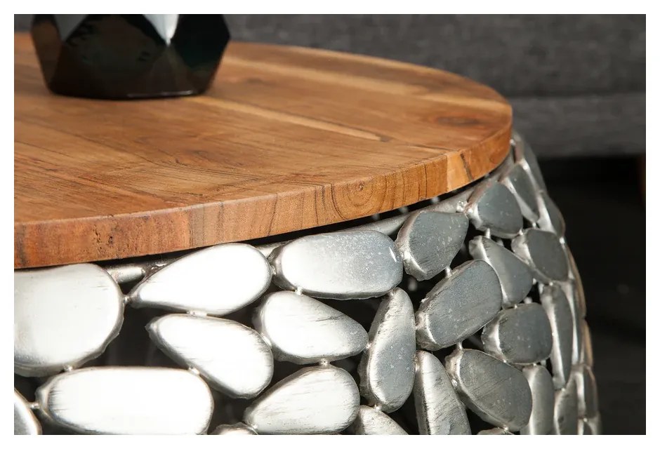 Massive home | 2SET konferenční stolek STONE MOSAIC 65 CM stříbrný