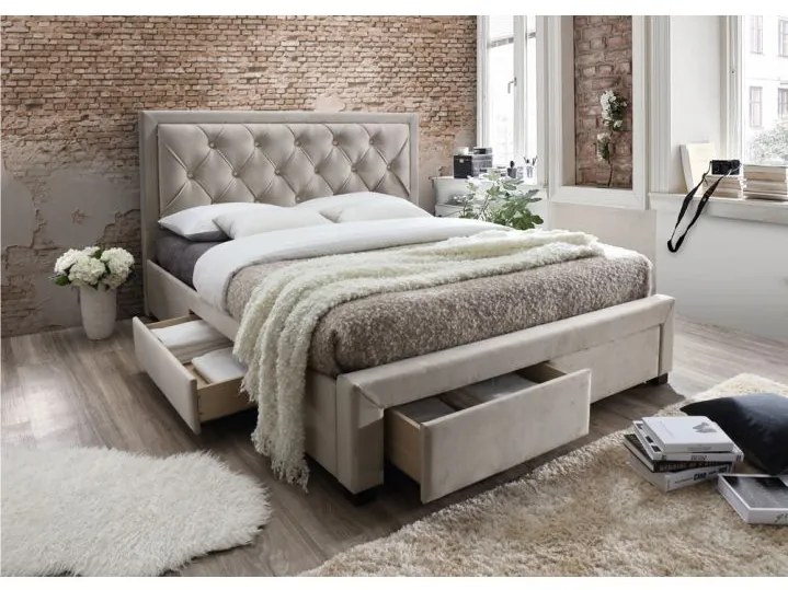 Manželská postel s roštem 180x200 cm látka šedohnědá TK3004
