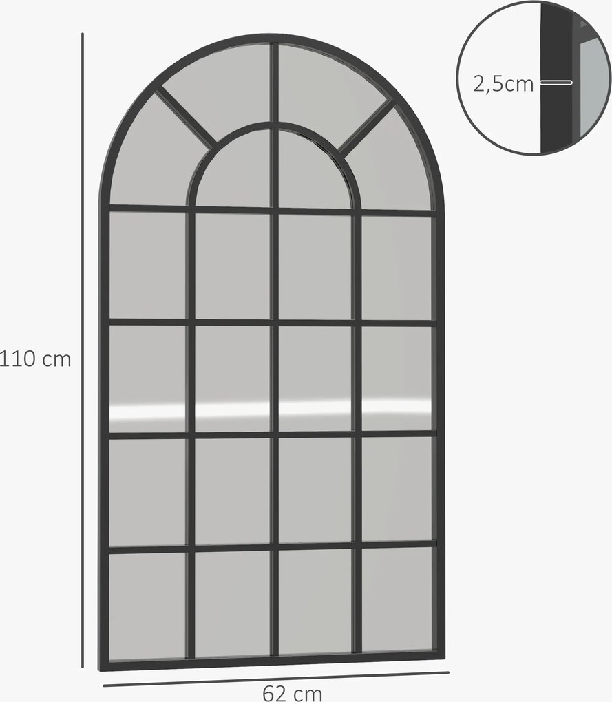 HOMCOM nástěnné zrcadlo šatní zrcadlo 110 x 62 cm zrcadlo do předsíně s kovovým rámem závěsné zrcadlo do obývacího pokoje zrcadlo do ložnice černé | …