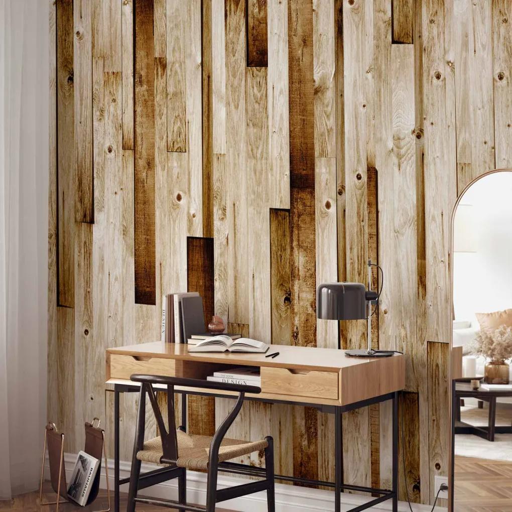 Fototapeta Dřevěná textura - pozadí s designem světlých svislých prken z dřeva