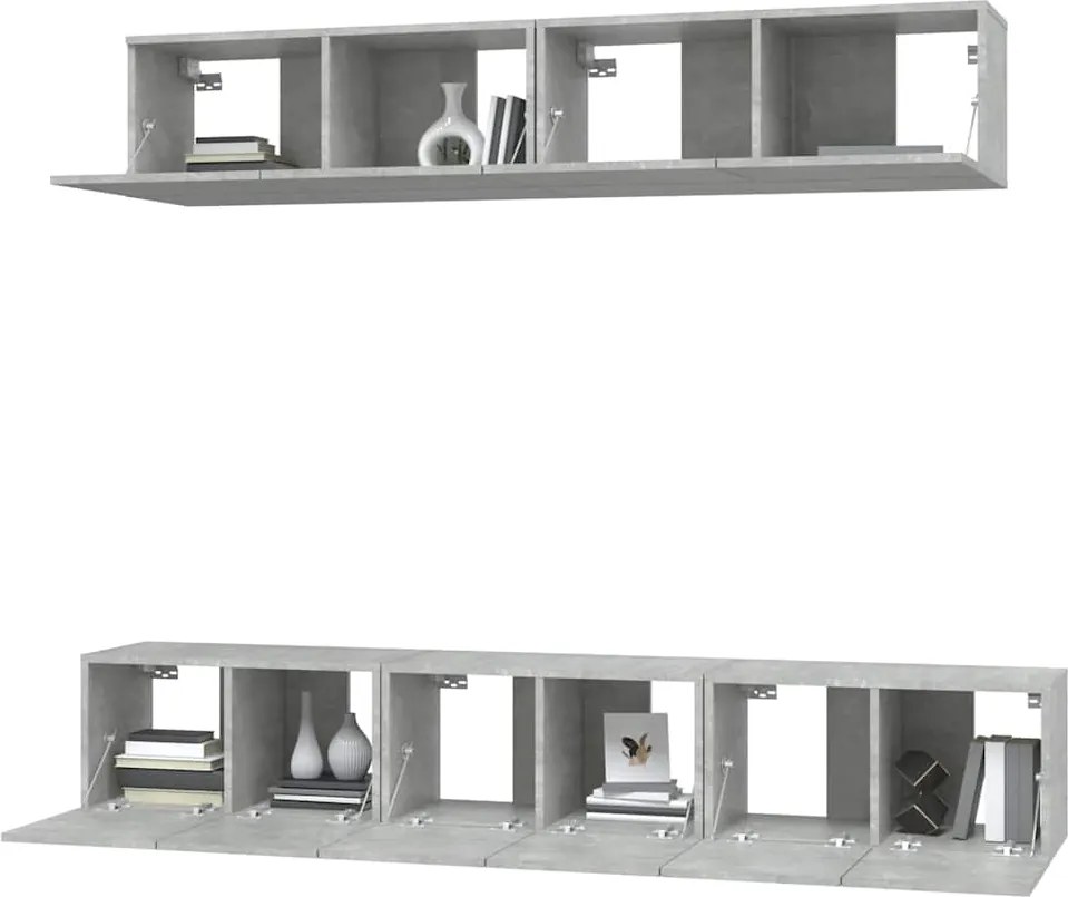 5dílný set TV skříněk betonově šedý kompozitní dřevo 3114425