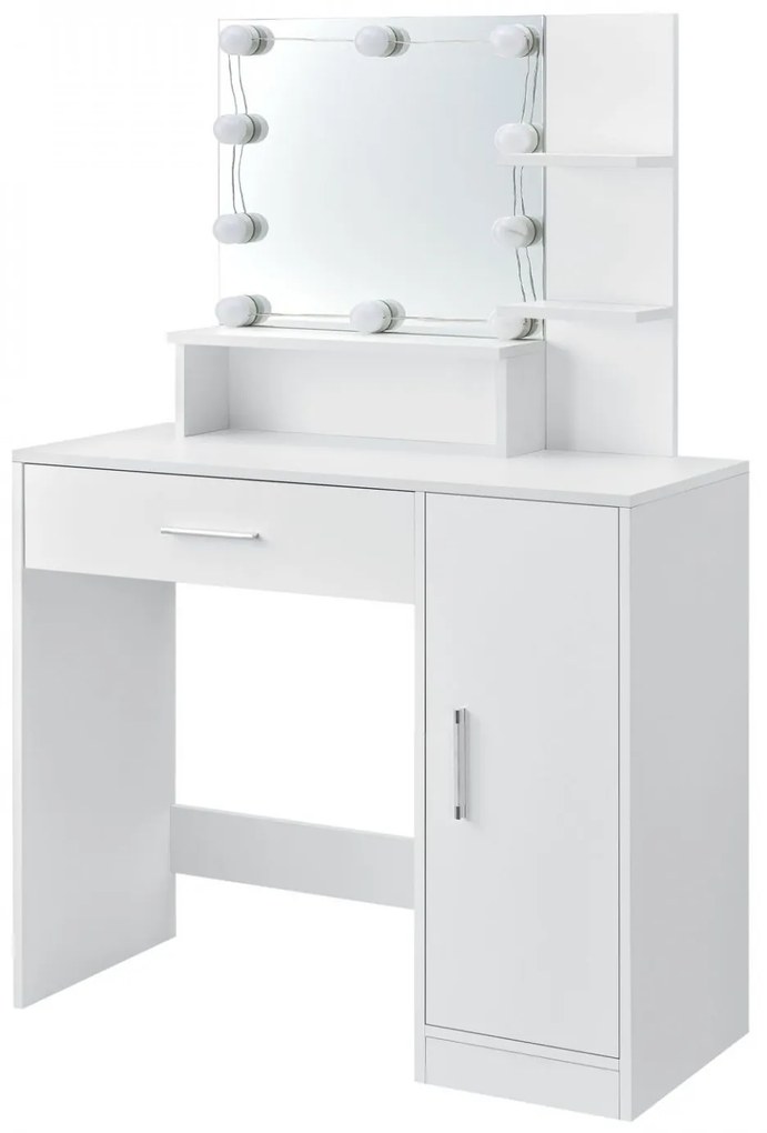 Goleto Originální toaletní stolek se zrcadlem Zoey | bílý