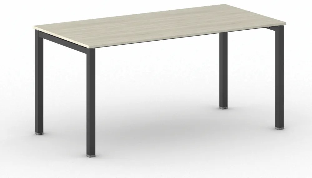Jednací kancelářský stůl PRIMO SQUARE, 160x80 cm, černá podnož, dub přírodní