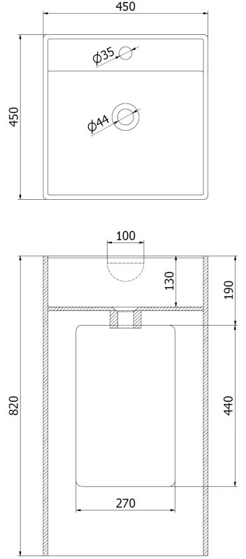Mexen Belen, volně stojící umyvadlo z konglomerátu 45x45x82 cm, bílá matná, 26604500