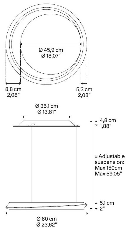 Lodes Tidal, kulaté závěsné svítidlo LED 33W 2700K, hnědá/černá, průměr 60cm, DALI