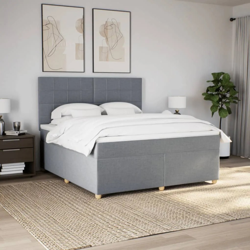 Box spring postel s matrací světle šedá 180 x 200 cm textil 3293659